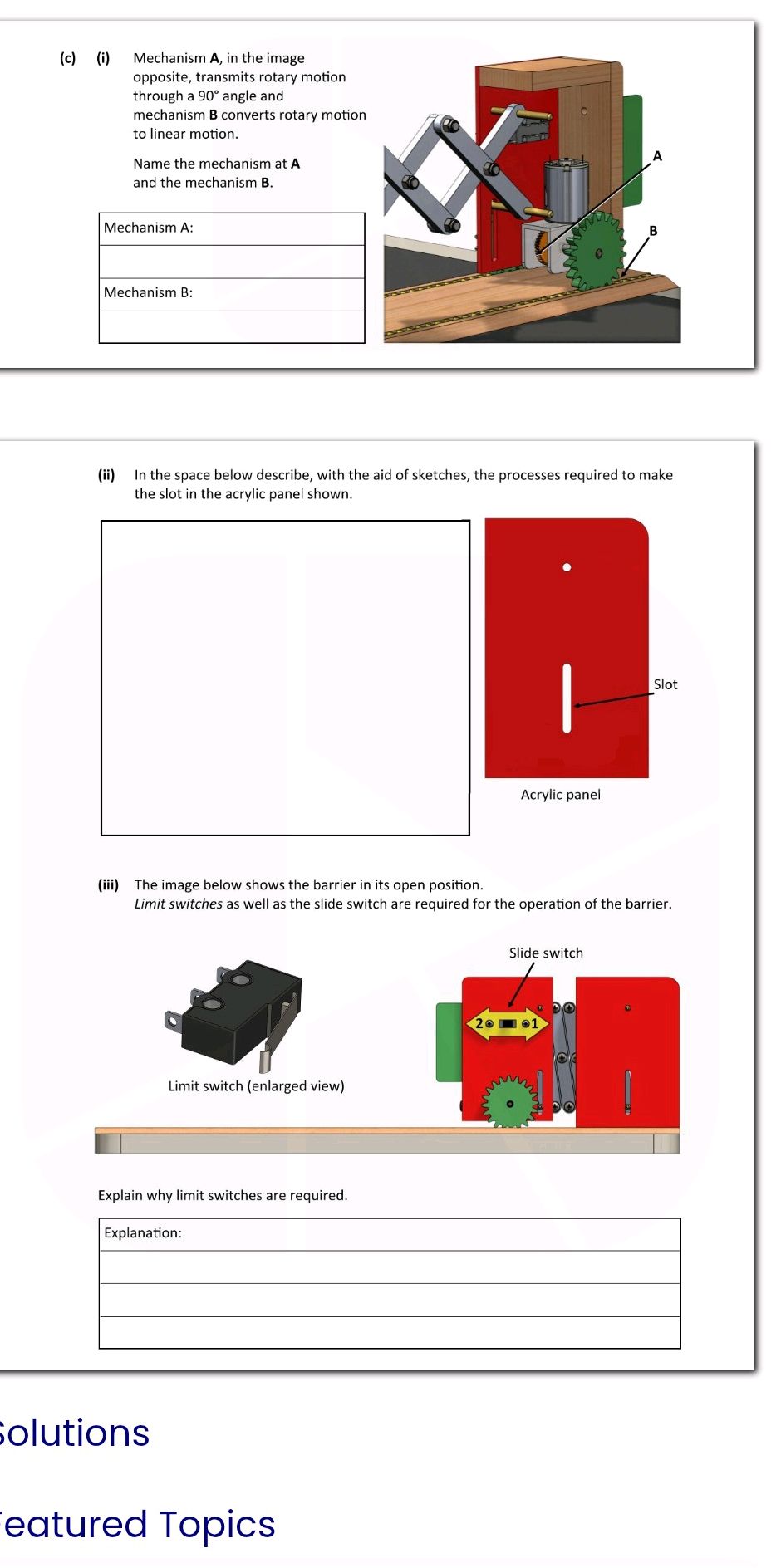 (c) (i) Mechanism A, in the image opposite, | StudyX