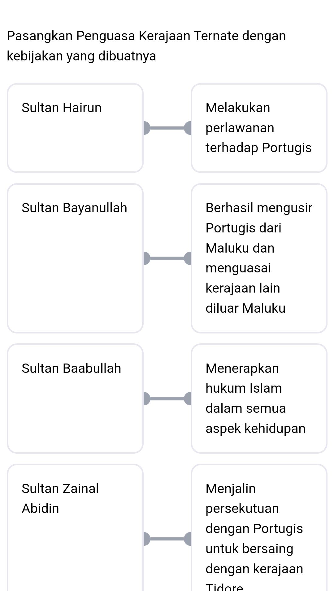 Pasangkan Penguasa Kerajaan Ternate dengan | StudyX