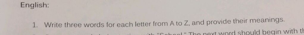 1. Write three words for each letter from A | StudyX