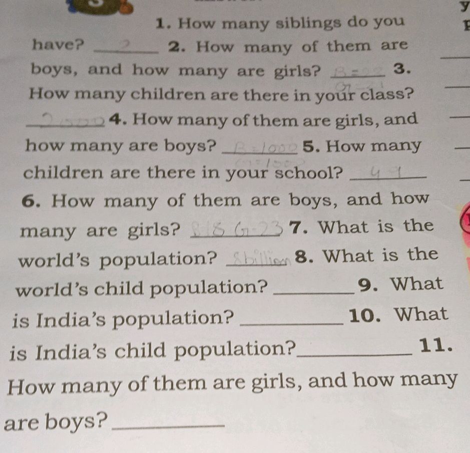 1. How many siblings do you have? 2. How | StudyX