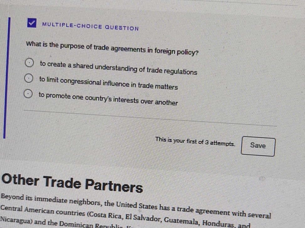 What is the purpose of trade agreements in | StudyX