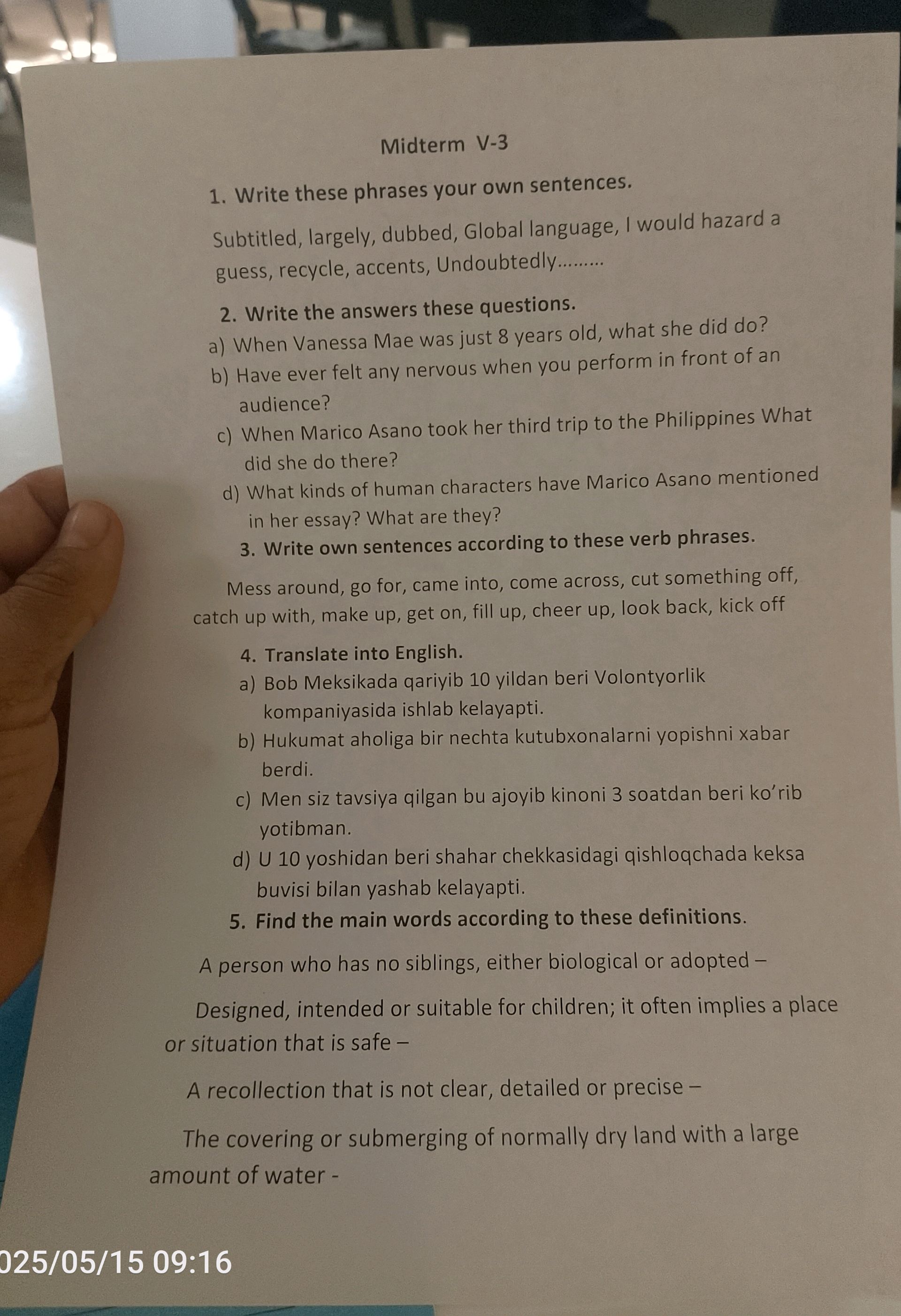 1. Write these phrases your own sentences. | StudyX