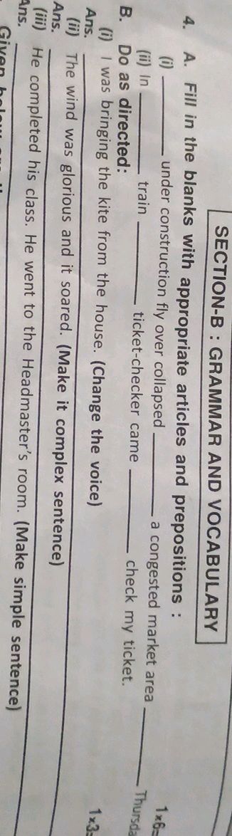 4. A. Fill in the blanks with appropriate | StudyX