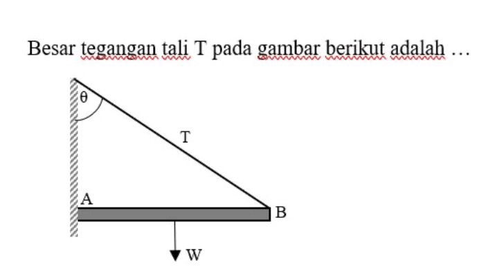 Besar tegangan tali T pada gambar berikut | StudyX