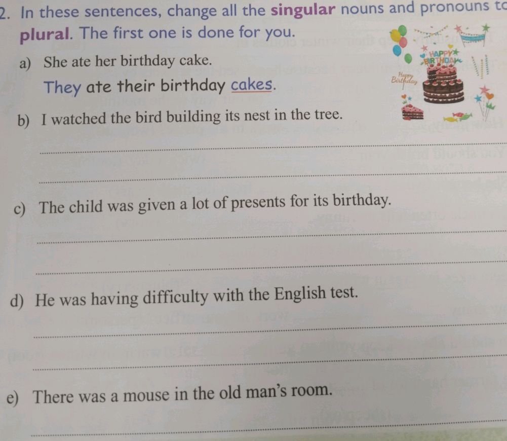 2. In these sentences, change all the | StudyX