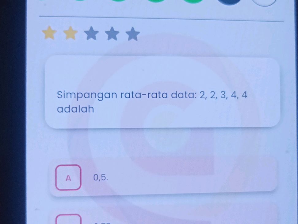 Simpangan rata-rata data: 2, 2, 3, 4, 4 | StudyX