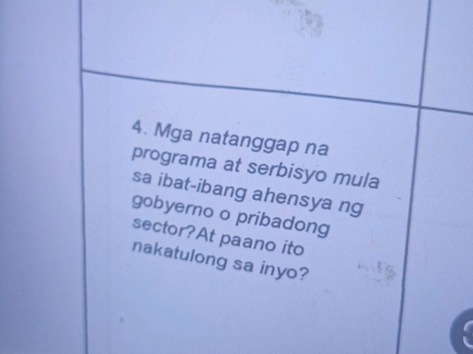 4. Mga natanggap na programa at serbisyo | StudyX