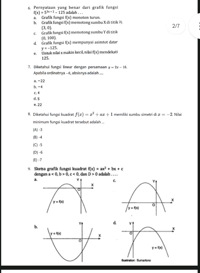 6. Pernyataan yang benar dari grafik fungsi | StudyX