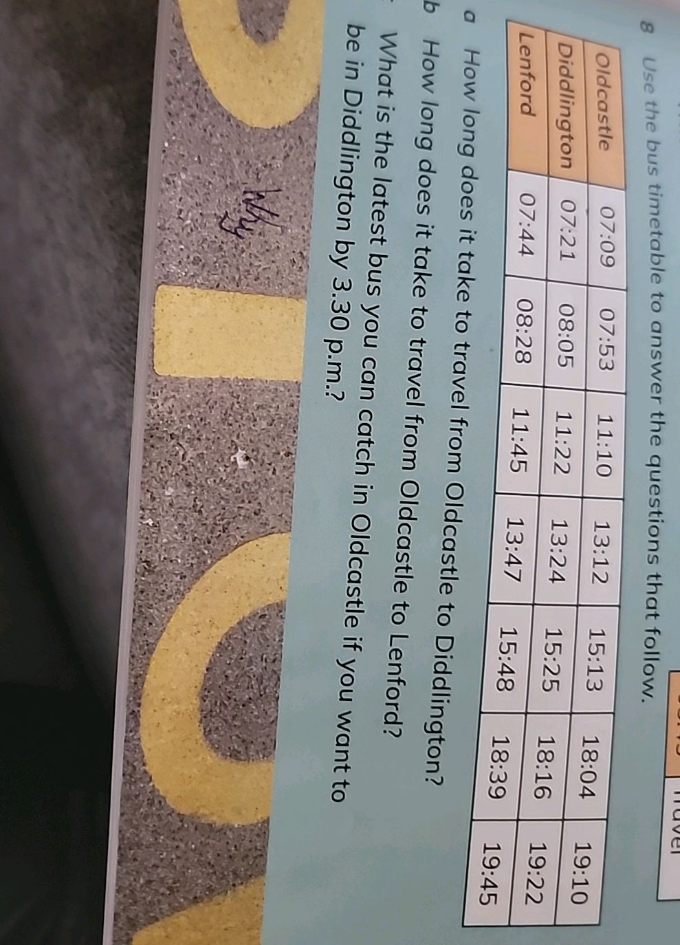 Use the bus timetable to answer the | StudyX
