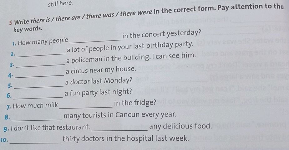 Write there is / there are / there was / | StudyX