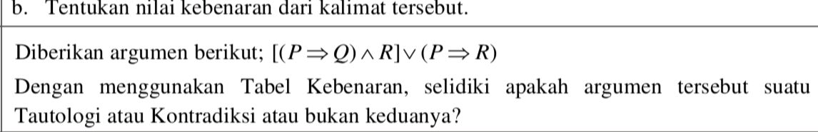 b. Tentukan nilai kebenaran dari kalimat | StudyX