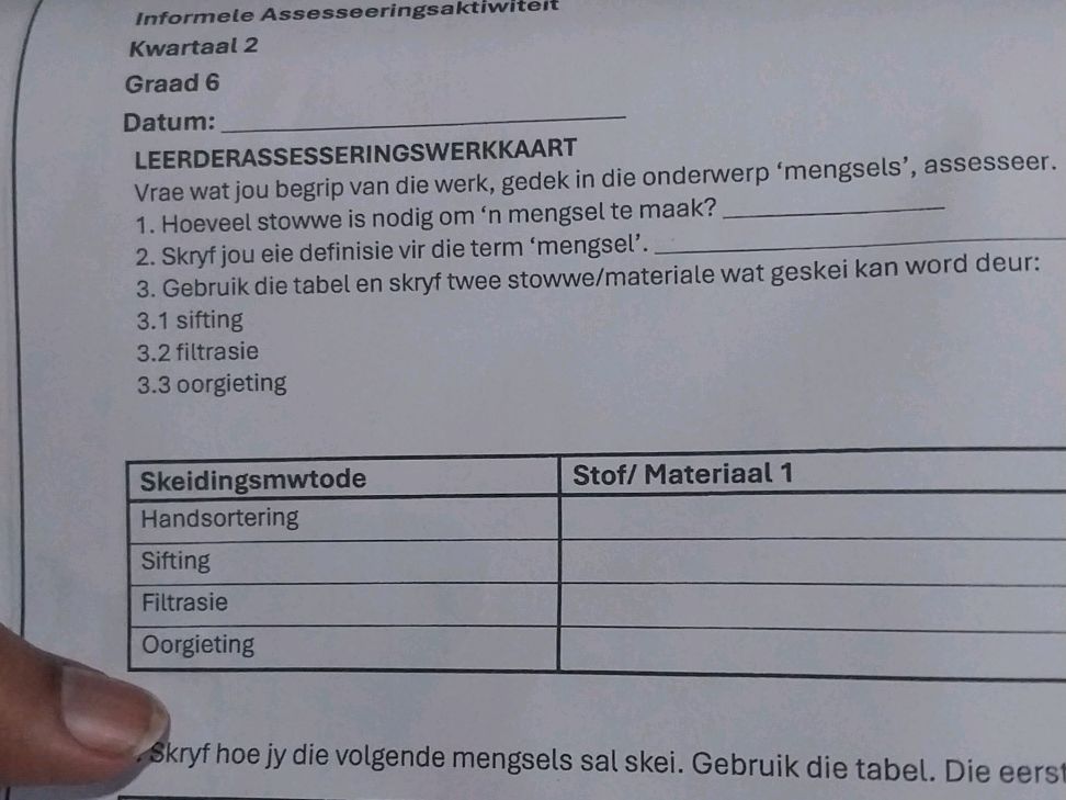 1. Hoeveel stowwe is nodig om 'n mengsel te | StudyX