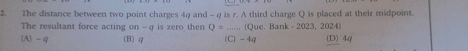 2. The distance between two point charges | StudyX