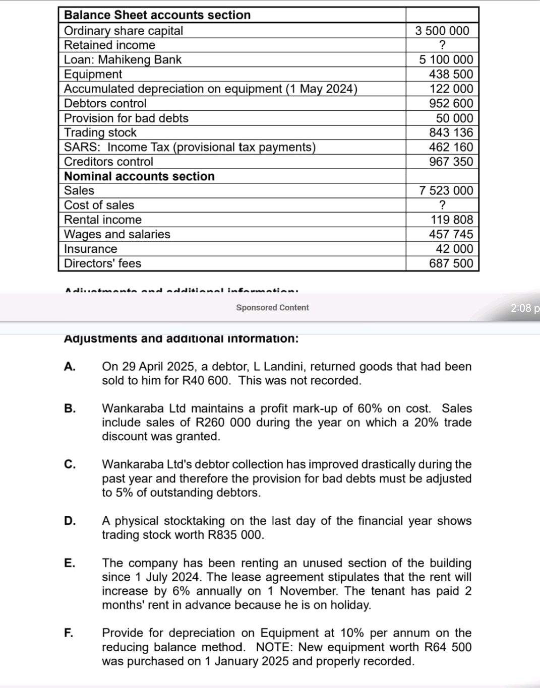 Balance Sheet accounts section | | StudyX