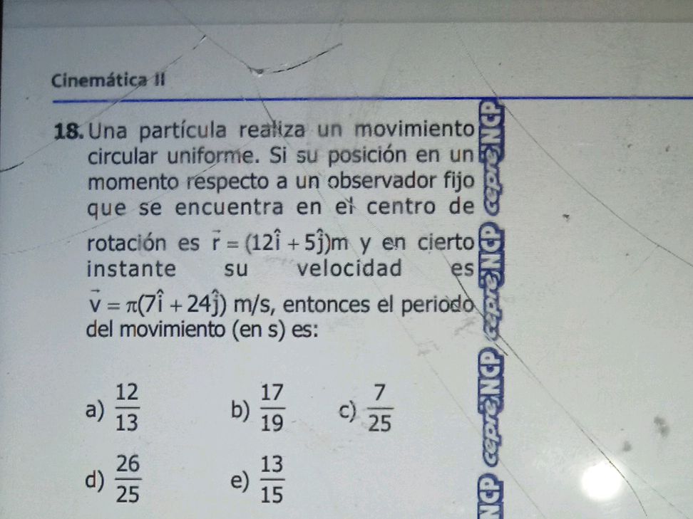 18. Una partícula realiza un movimiento | StudyX