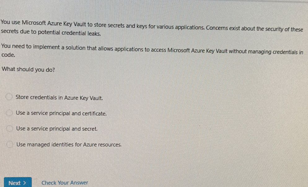 You use Microsoft Azure Key Vault to store | StudyX
