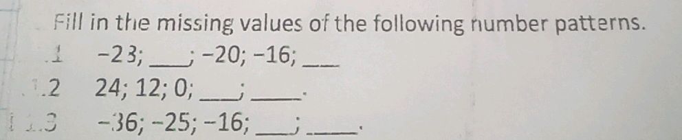 Fill in the missing values of the following | StudyX