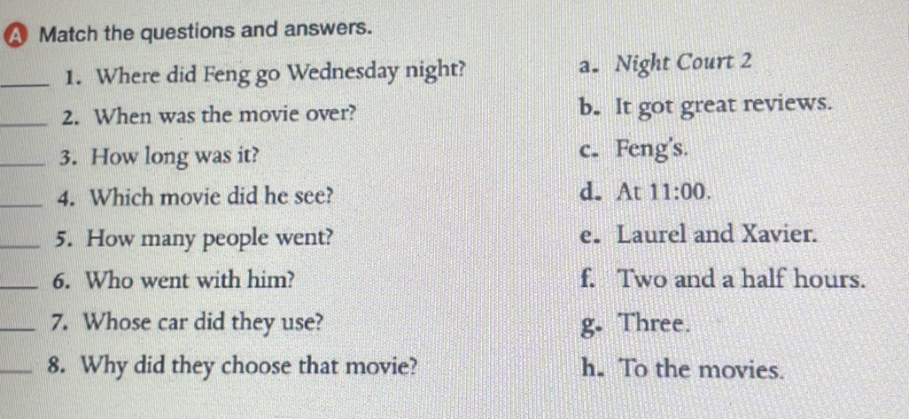 Match the questions and answers. 1. Where | StudyX