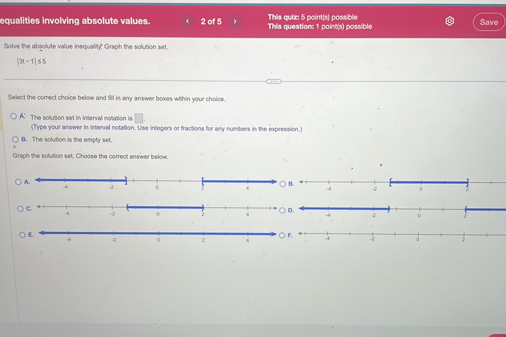 Solve the absolute value inequality. Graph | StudyX