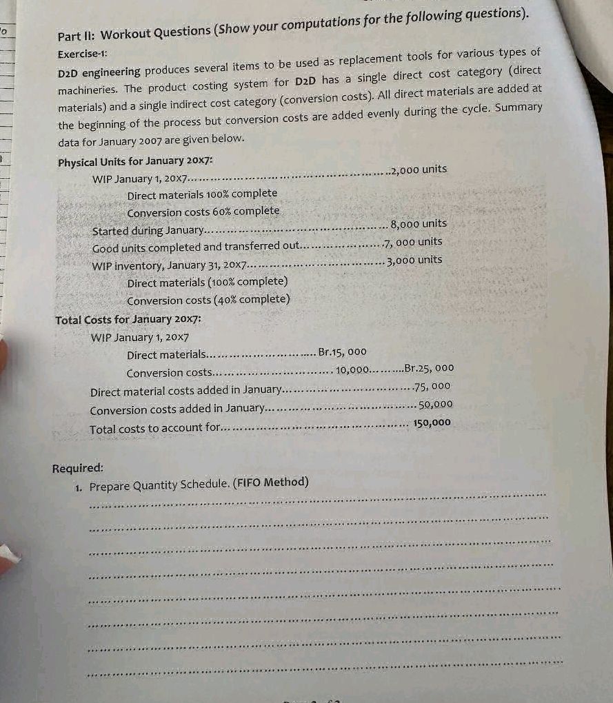 Part II: Workout Questions (Show your | StudyX