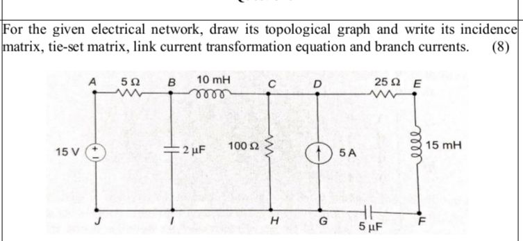 For the given electrical network, draw its | StudyX