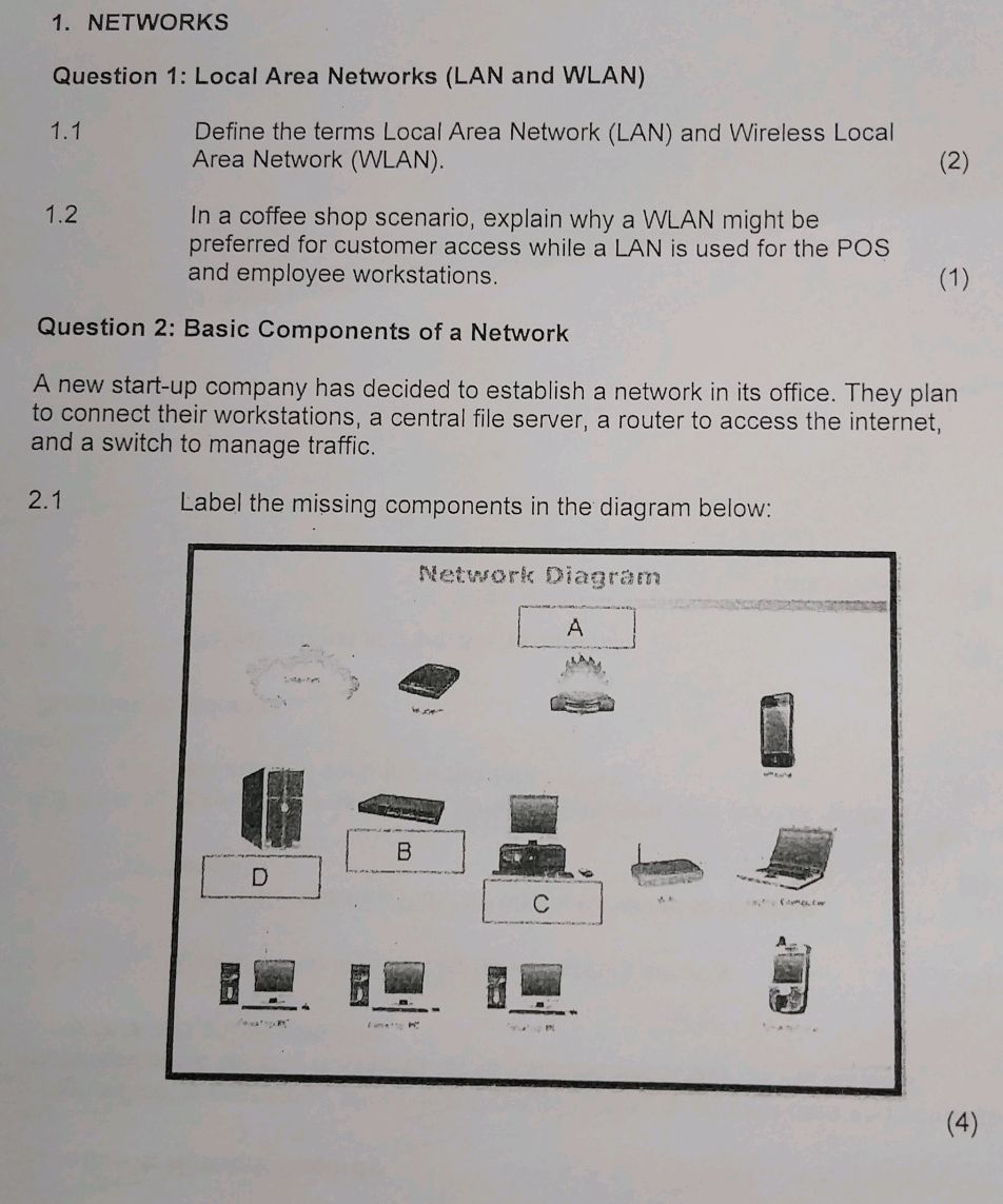 1. NETWORKS Question 1: Local Area | StudyX