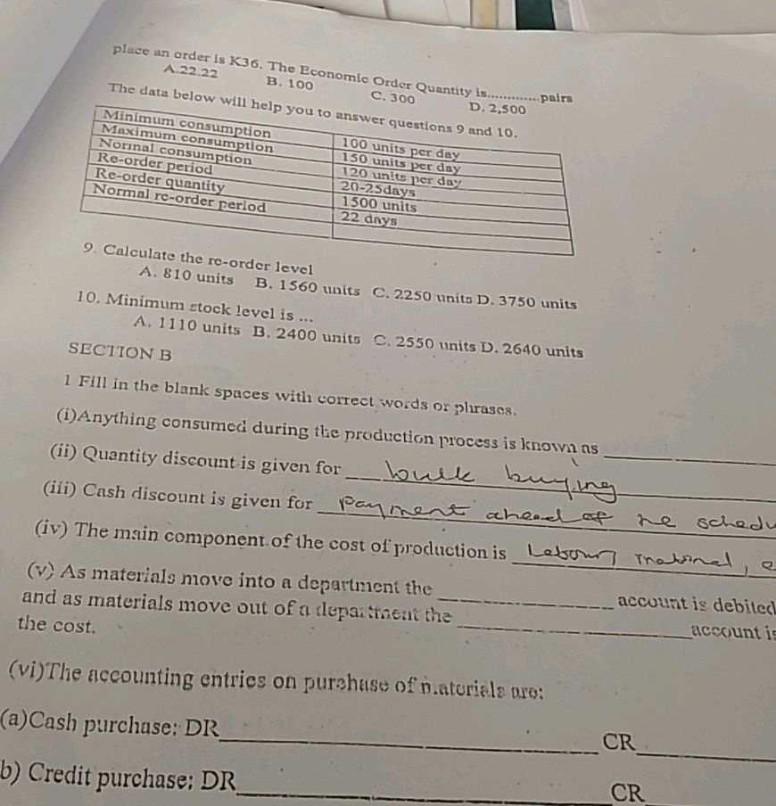 The Economic Order Quantity | StudyX