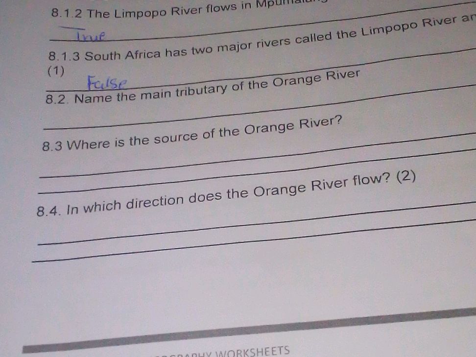 8.1.2 The Limpopo River flows in Mpumalanga | StudyX