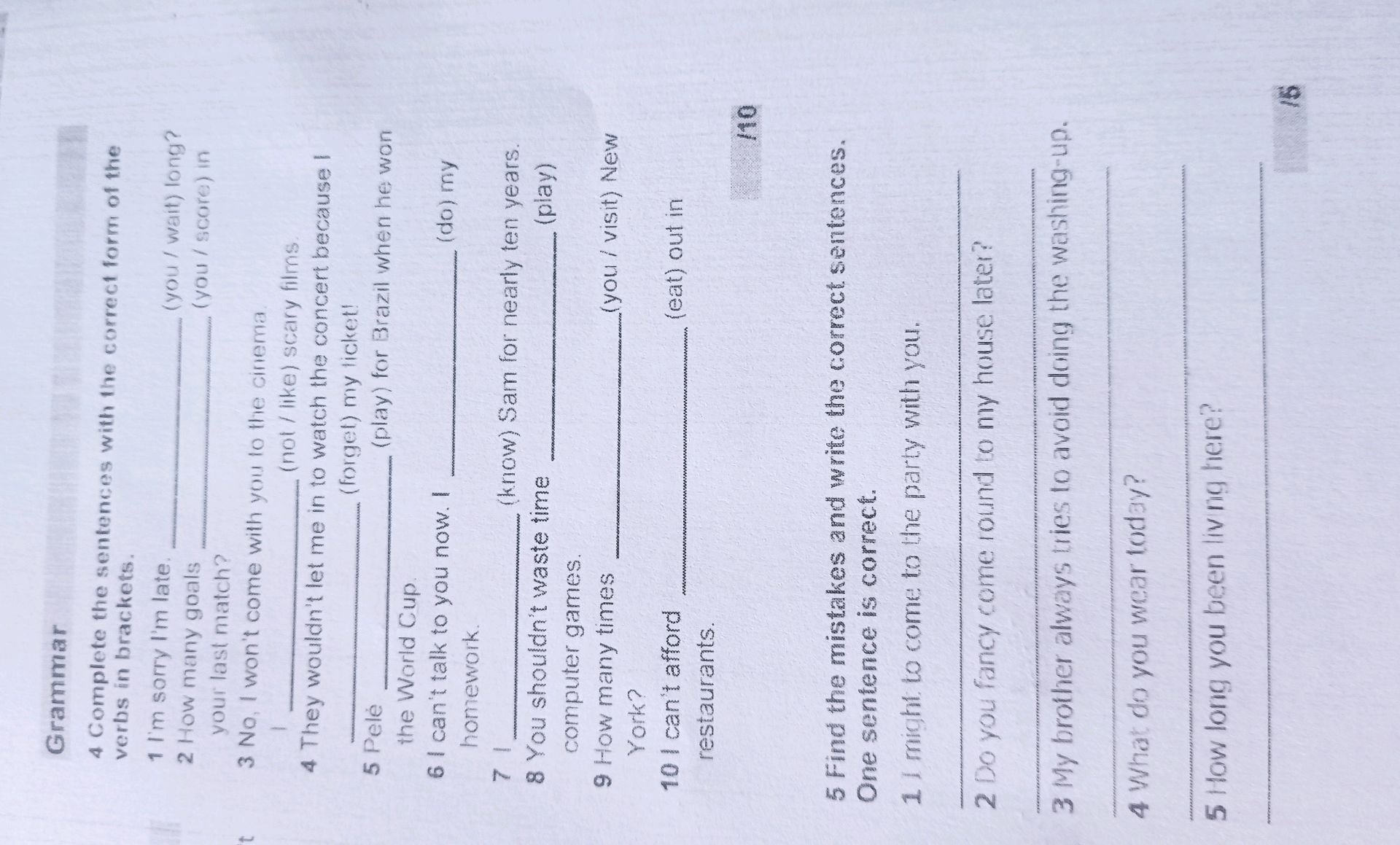 4 Complete the sentences with the correct | StudyX