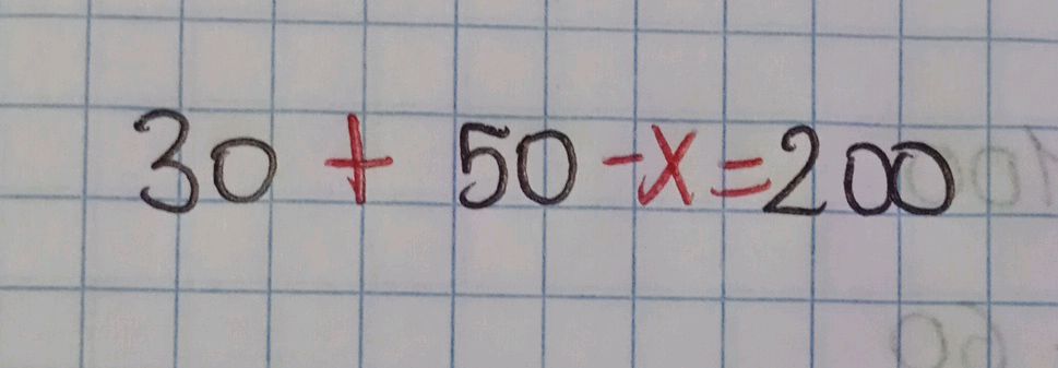 Solving for X in the equation 30 + 50 - X = | StudyX