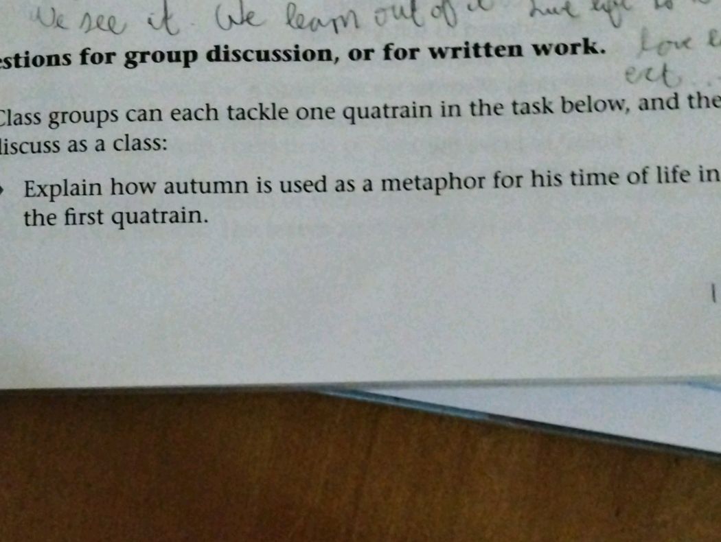 Explain how autumn is used as a metaphor for | StudyX