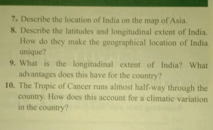 7. Describe the location of India on the map | StudyX