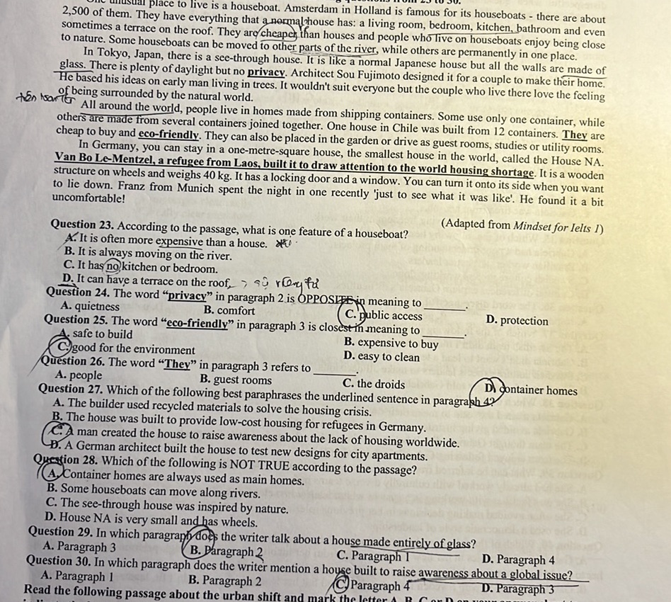 Question 23. According to the passage, what | StudyX