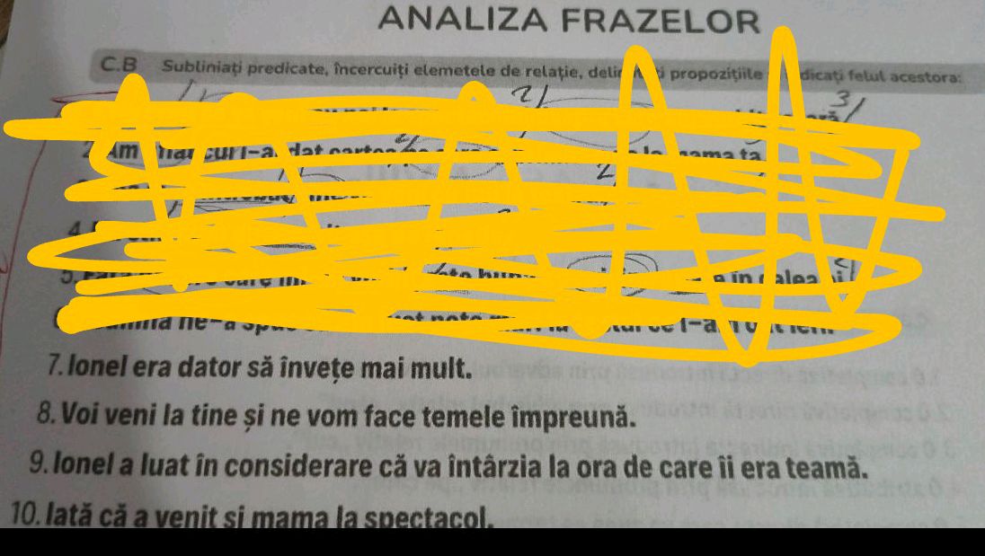 C.B Subliniați predicate, încercuiți | StudyX