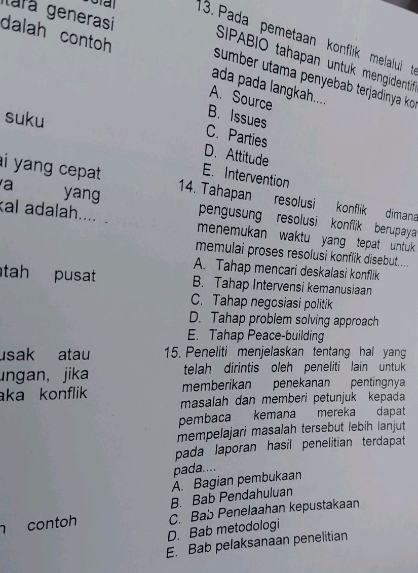 13. Pada pemetaan konflik melalui te SIPABIO | StudyX