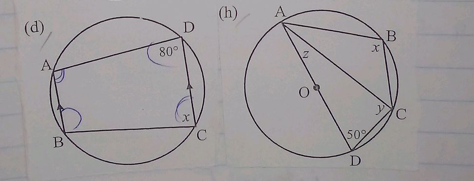 (d) In the diagram, a cyclic quadrilateral | StudyX