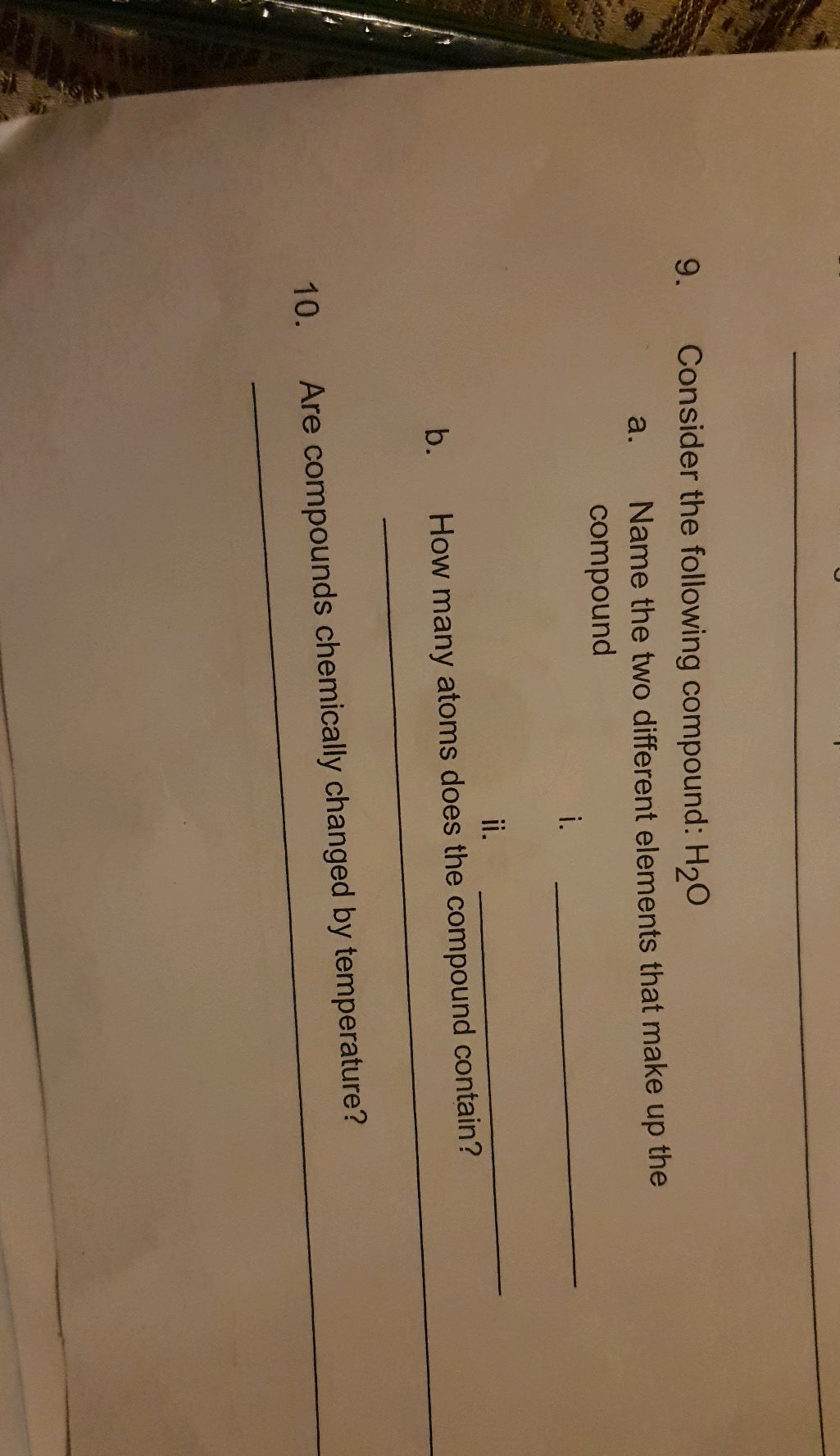 9. Consider the following compound: H2O a. | StudyX
