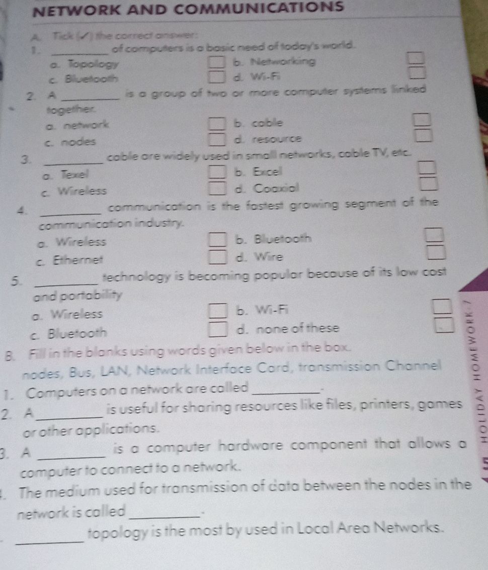 A. Tick ( ) the correct answer: 1. _____ of | StudyX