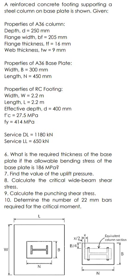 A reinforced concrete footing supporting a | StudyX