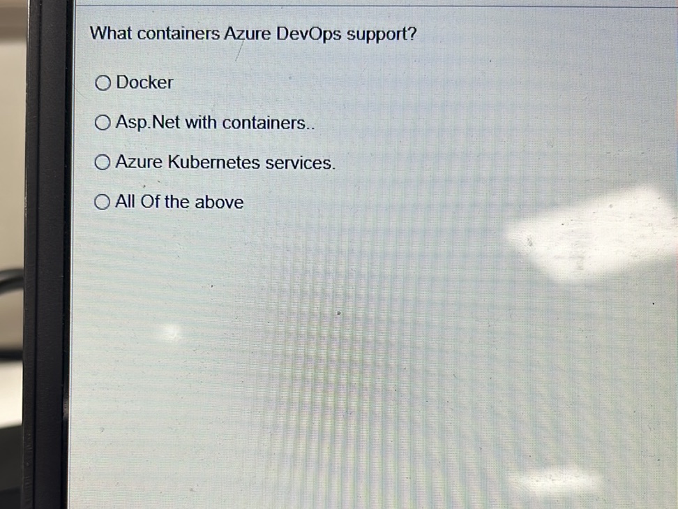 What containers Azure DevOps support? | StudyX