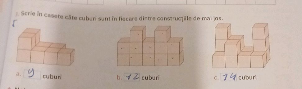 3. Scrie în casete câte cuburi sunt în | StudyX