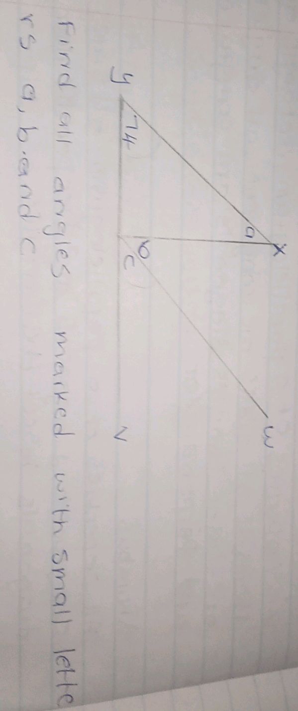 Find all angles marked with small letters a, | StudyX