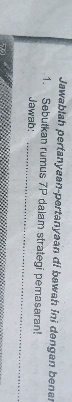 1. Sebutkan rumus 7P dalam strategi | StudyX