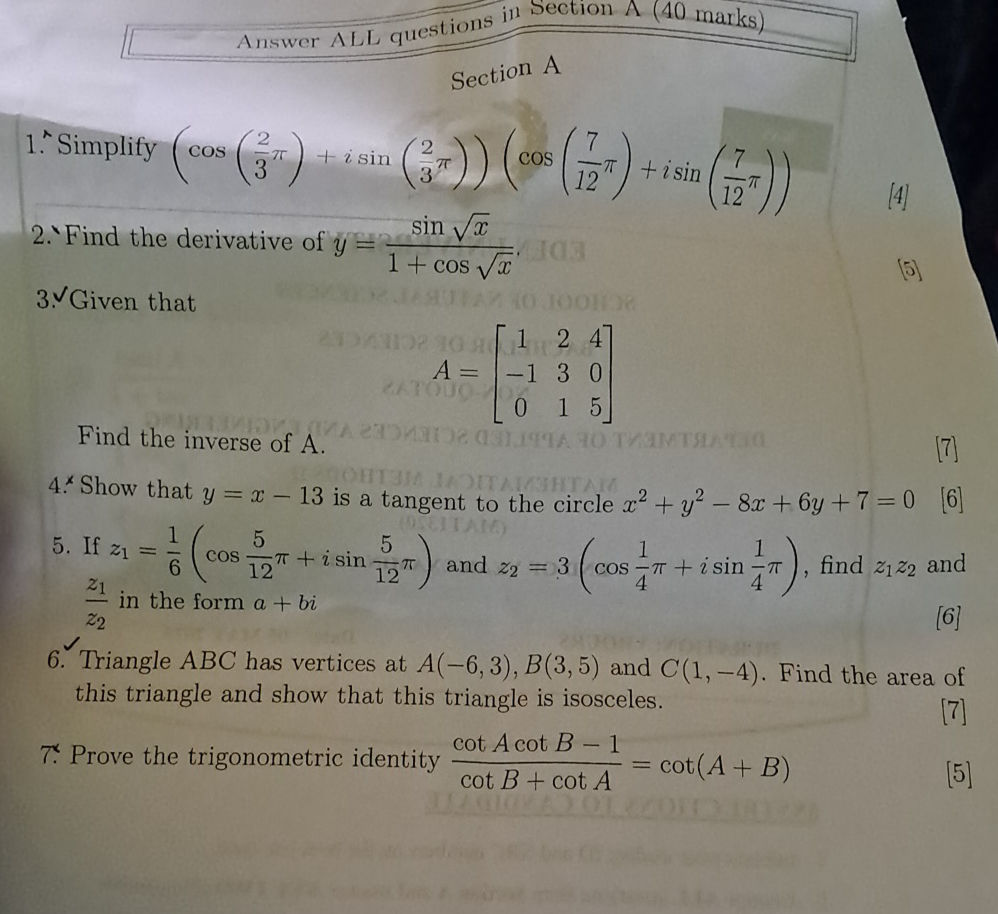 1. Simplify $ ( ( {2 }{3} ) + i ( | StudyX