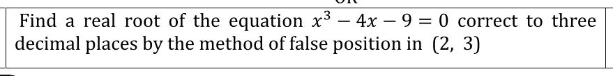 Find a real root of the equation $x^3 - 4x - | StudyX