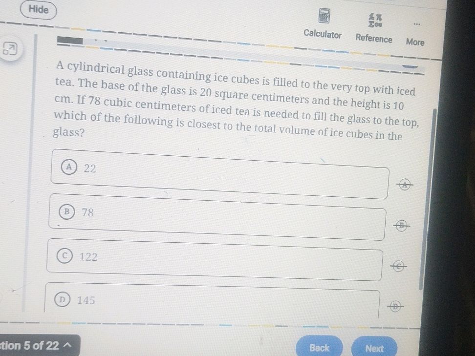 A cylindrical glass containing ice cubes is | StudyX