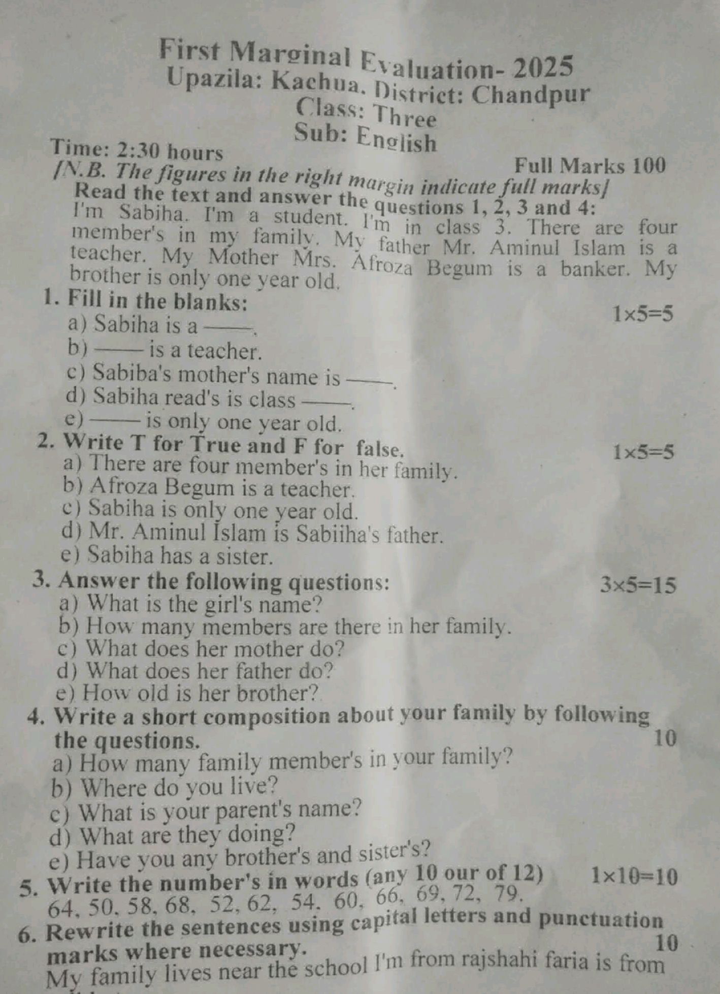 1. Fill in the blanks: a) Sabiha is a _____ | StudyX