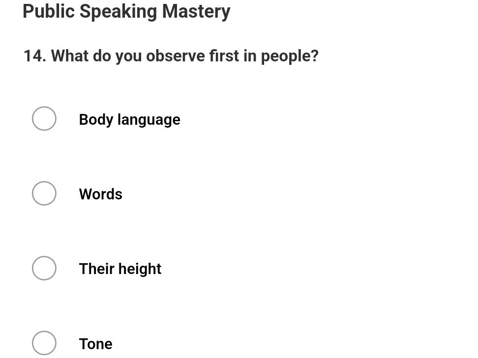14. What do you observe first in people? | StudyX