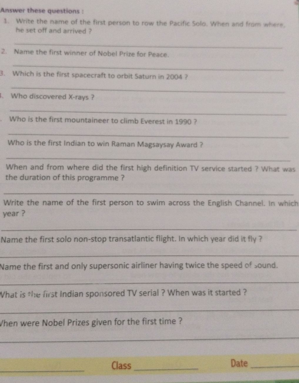 1. Write the name of the first person to row | StudyX