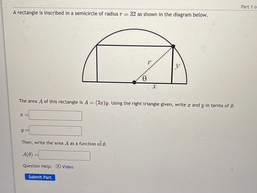 A rectangle is inscribed in a semicircle of